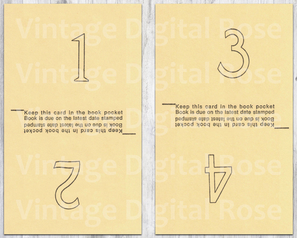 Vintage Printable Yellow Library Book Pocket Card Front and Back Digit ...