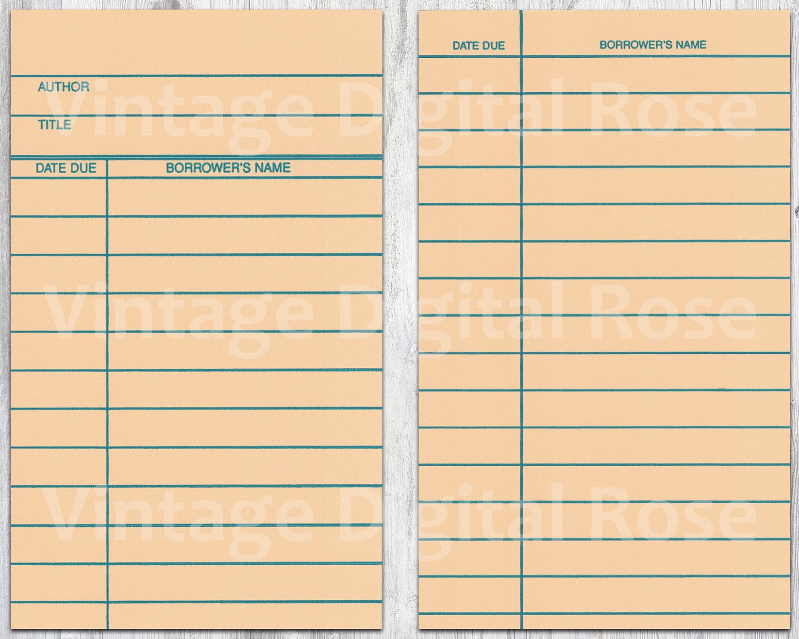 Vintage Printable Yellow Library Card Front and Back Digital Collage S ...