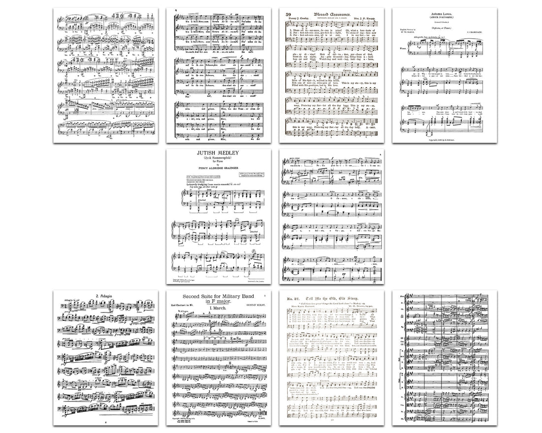 Vintage Sheet Music Overlays - 10 8.5x11 Sheet Music PNG Overlays ...